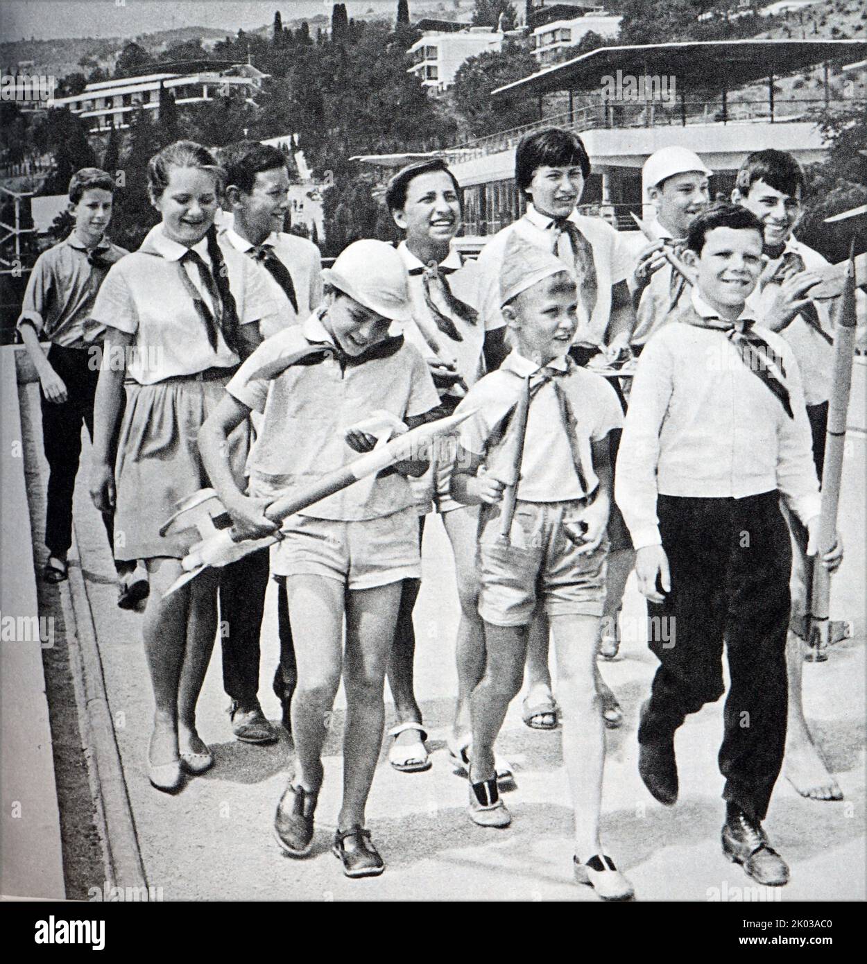 Soviet youth pioneer children at a summer camp. 1965 Stock Photo - Alamy