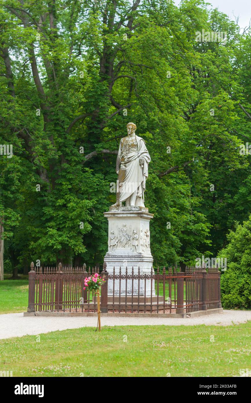 Malte monument in the castle park, Putbus, Rügen Island, Mecklenburg ...