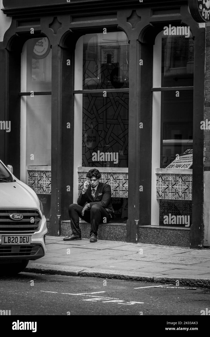 Coffee phone call business Black and White Stock Photos & Images - Alamy