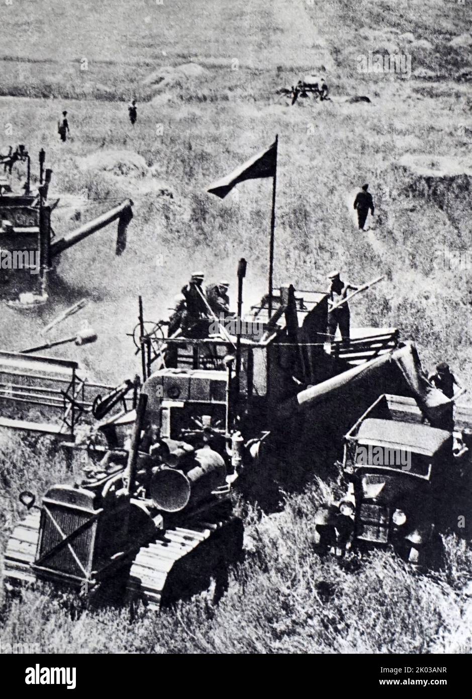 Farmers at work in the Caucasus region during World War Two. 1942 Stock ...