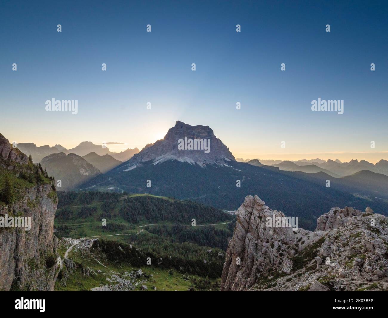 Sunrise at Rifugio Coldai with a view of the Dolomites Stock Photo - Alamy