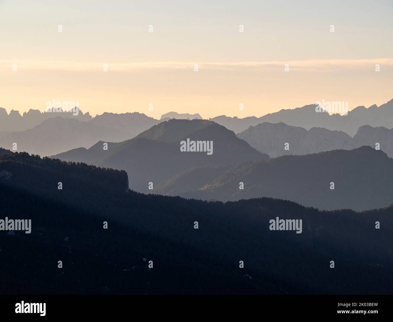 Sunrise at Rifugio Coldai with a view of the Dolomites Stock Photo - Alamy