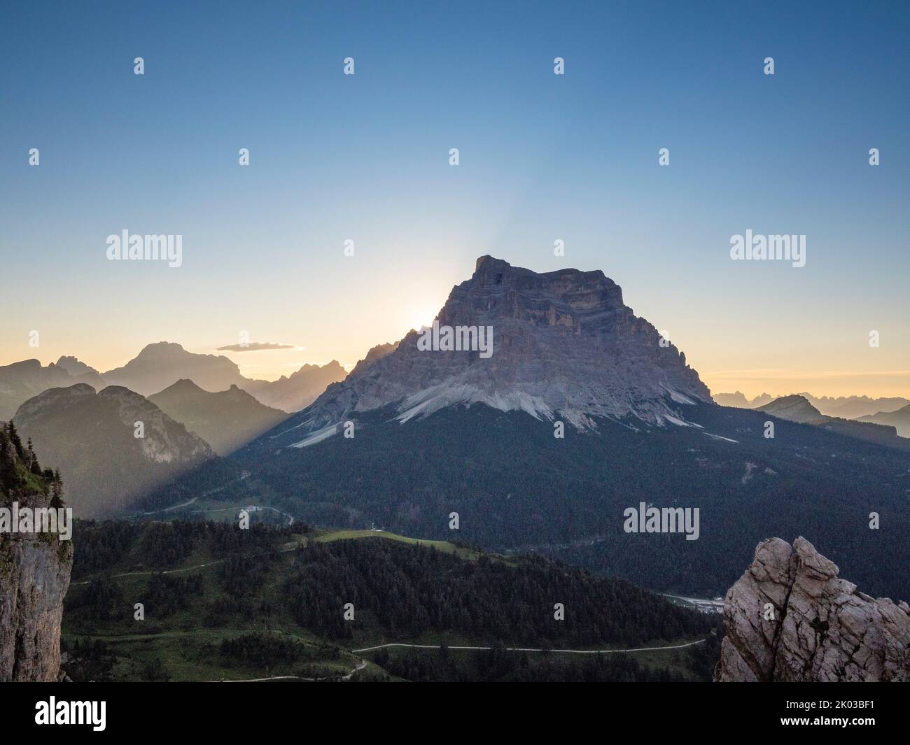 Sunrise at Rifugio Coldai with a view of the Dolomites Stock Photo - Alamy