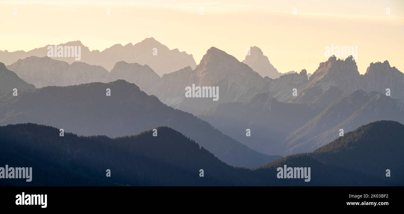 Sunrise at Rifugio Coldai with a view of the Dolomites Stock Photo - Alamy