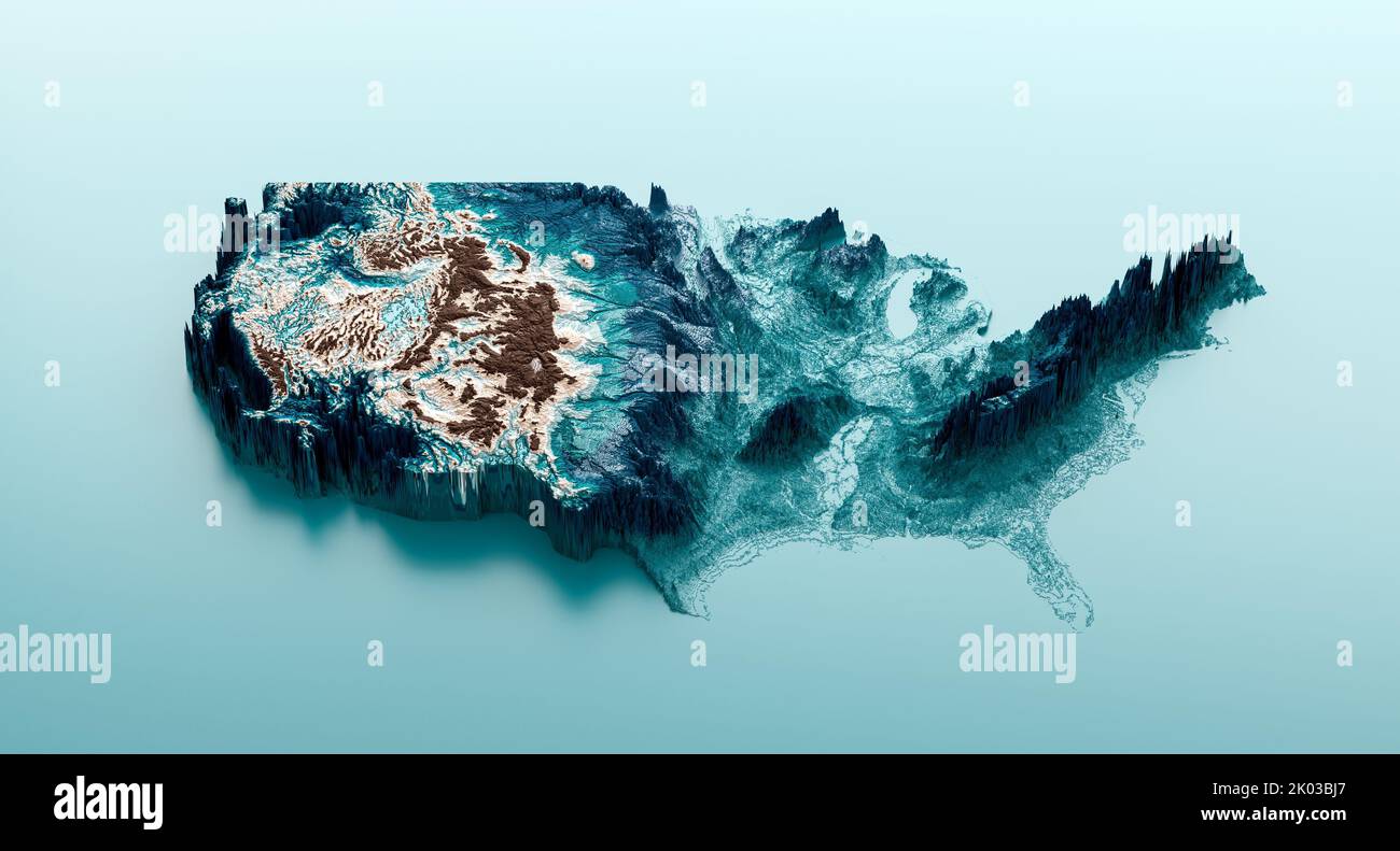 3d relief map usa hi-res stock photography and images - Alamy