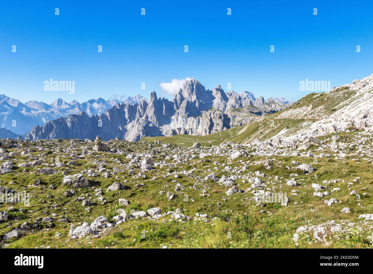 Italy, Veneto, Auronzo di Cadore, Dolomites. Cadini di Misurina as seen ...
