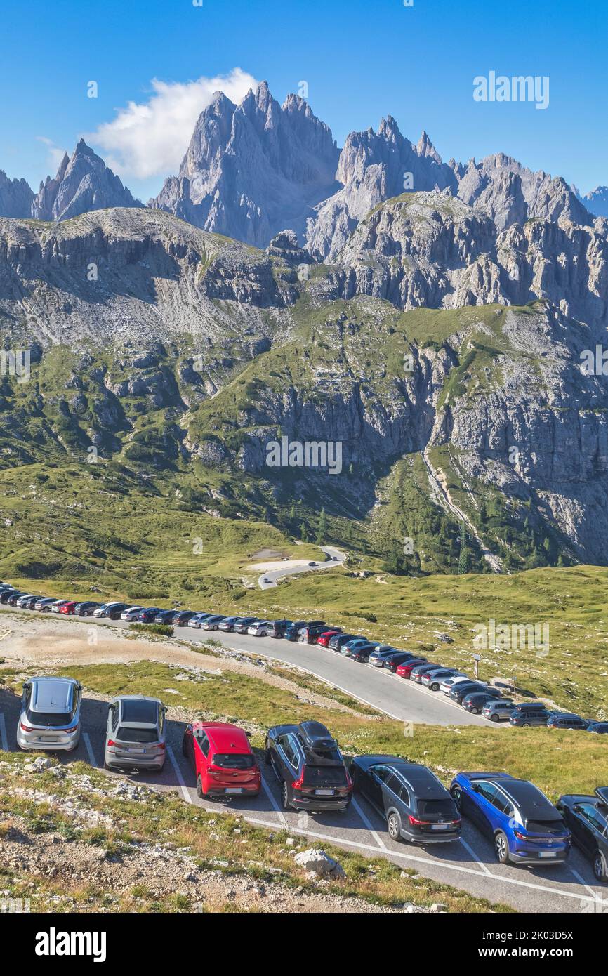 Italy, Veneto, Auronzo di Cadore, Dolomites. Summer tourism in the Tre ...