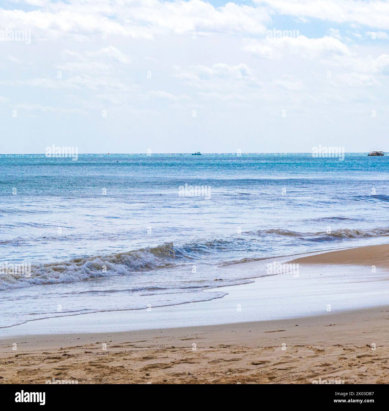 Tropical mexican beach landscape panorama with clear blue turquoise ...