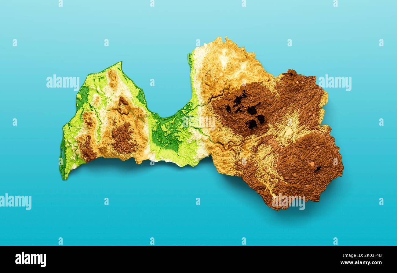 A 3D rendering of the Latvia map Geography Cartography and topology ...