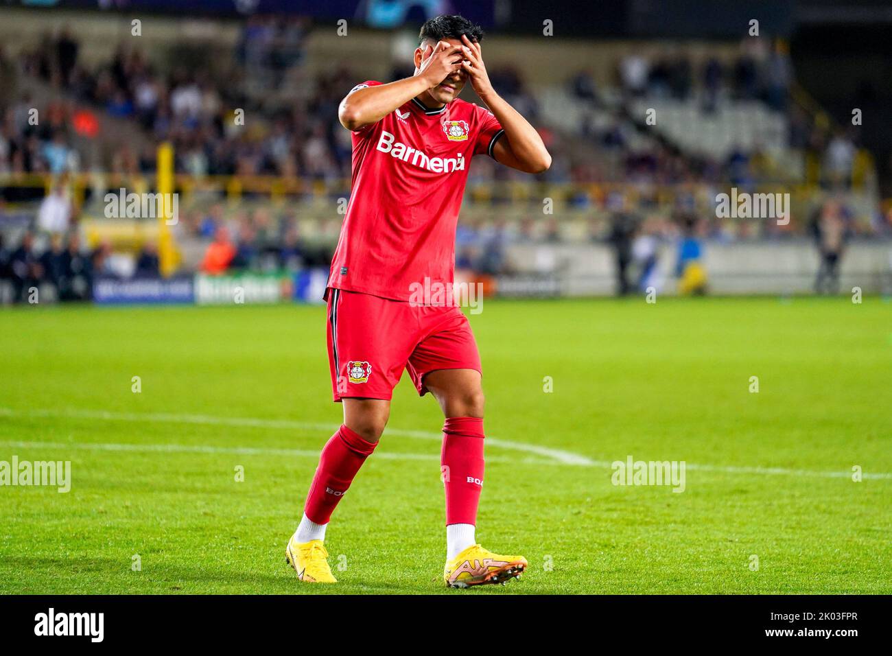BRUGGES, BELGIUM - SEPTEMBER 7: Nadiem Amiri of Bayer 04 Leverkusen ...