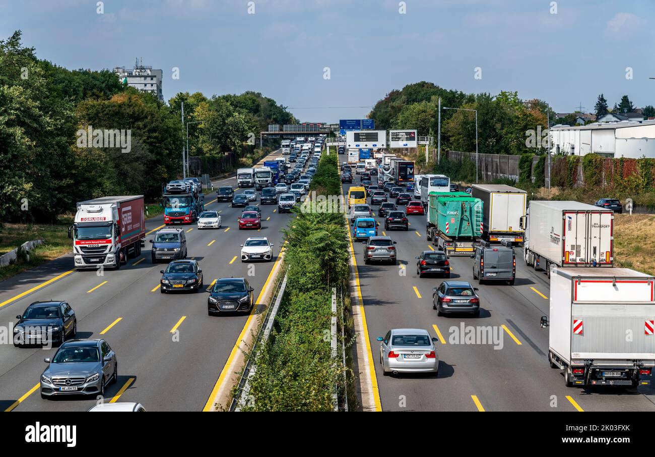Traffic jam on the A3 motorway, over 8 lanes, in both directions ...