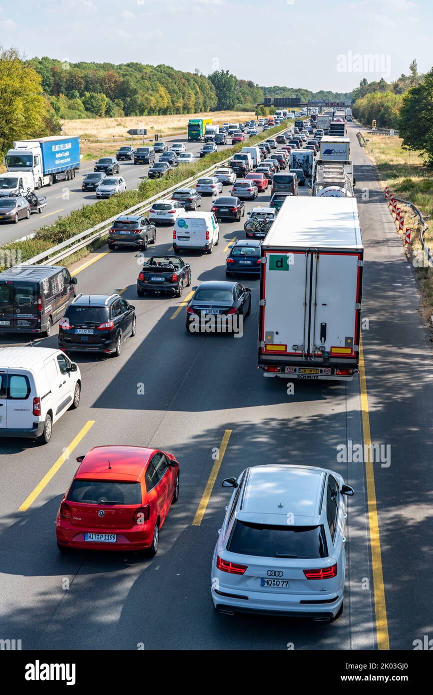 Traffic jam on the A3 motorway, over 8 lanes, in both directions ...