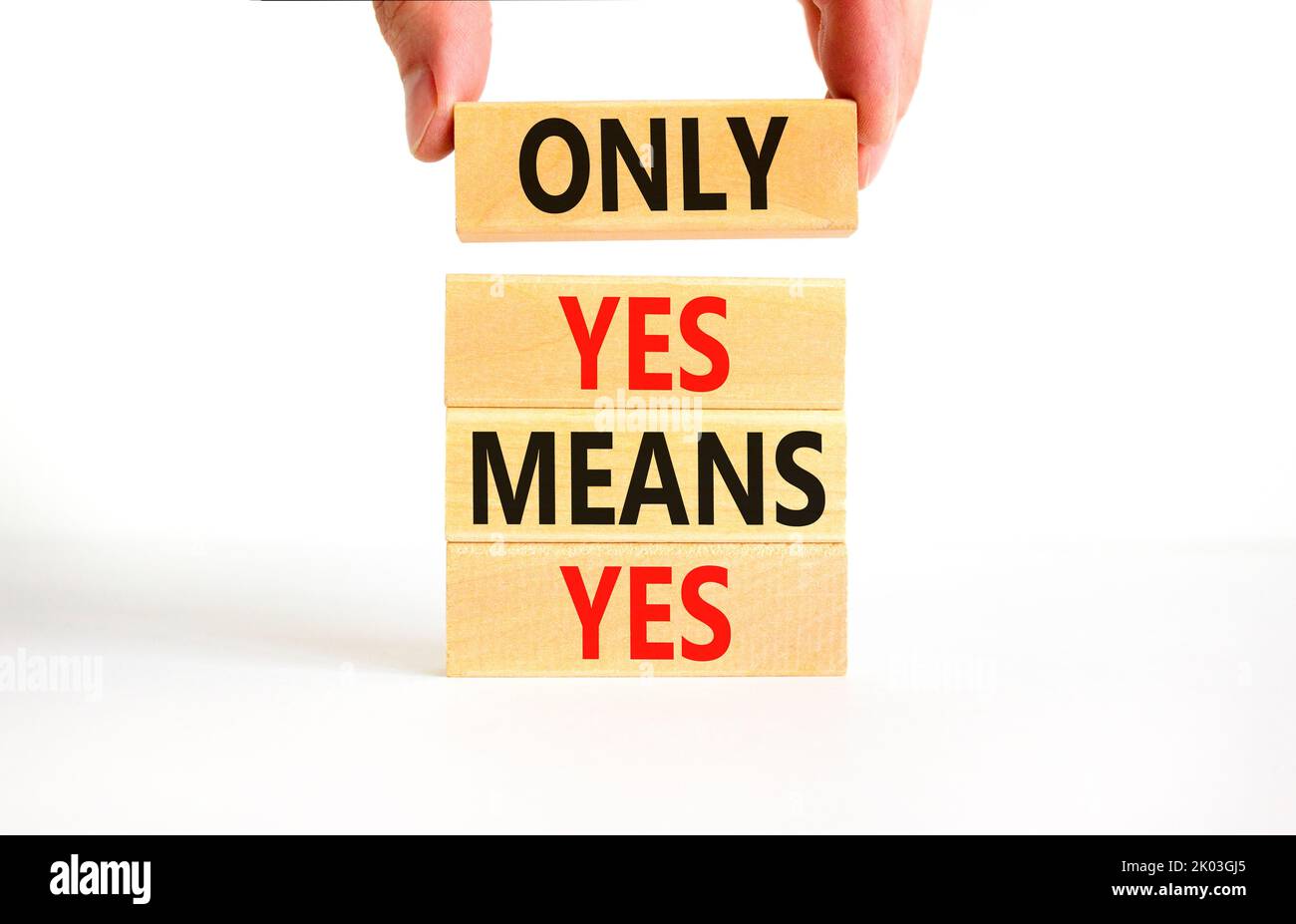 Only yes means yes symbol. Concept words Only yes means yes on wooden ...