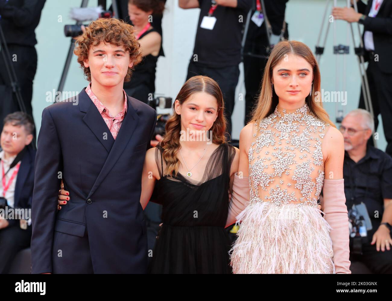 Venice, Italy, 31st August, 2022, Sam Nivola, May Nivola and Raffey ...