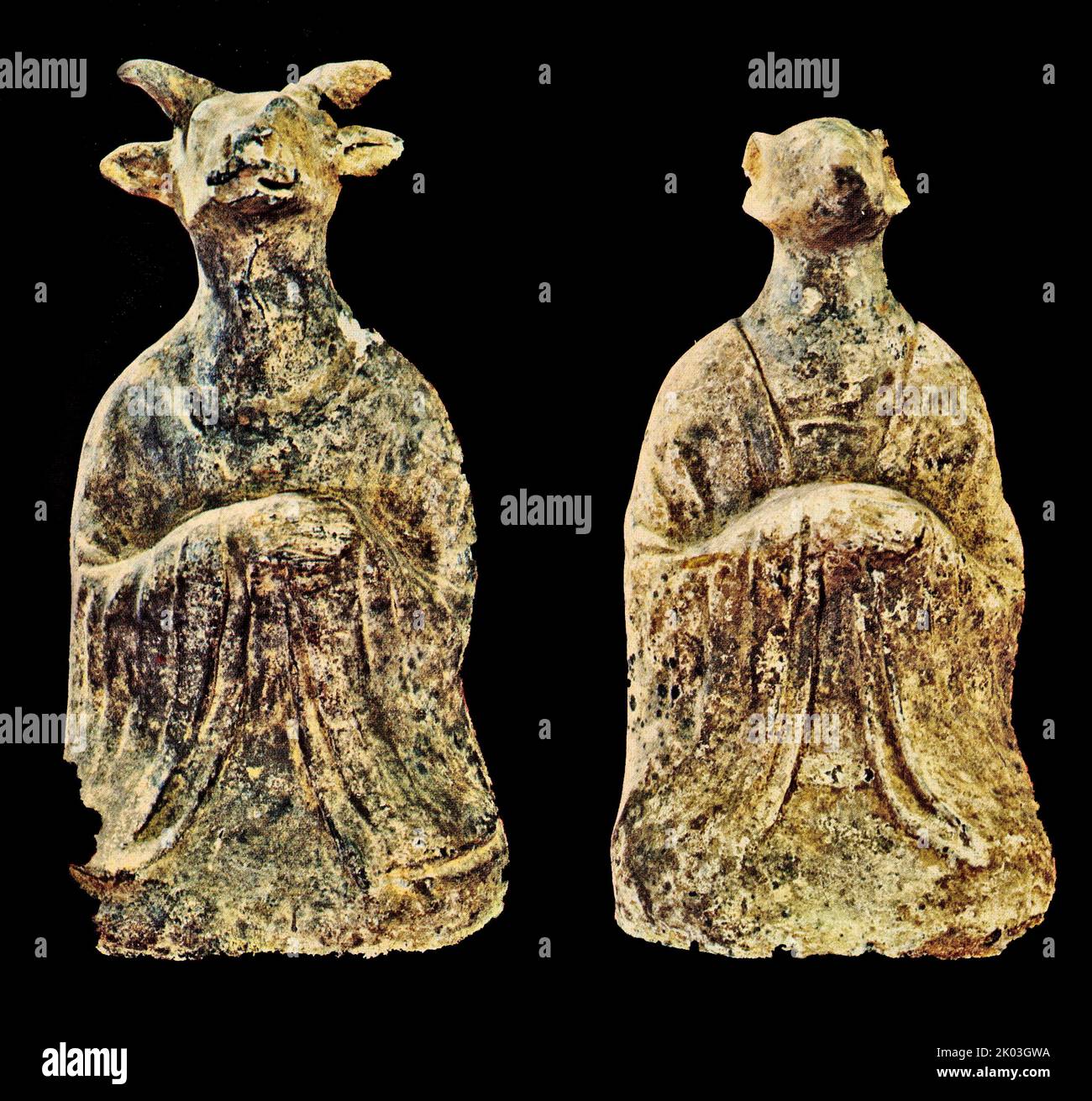Wei dynasty god figures, Genii of Tzu and Ch'ou. Wei known in ...