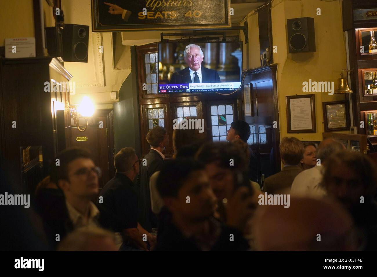 People in The Westminster Arms pub in central London, watching King ...