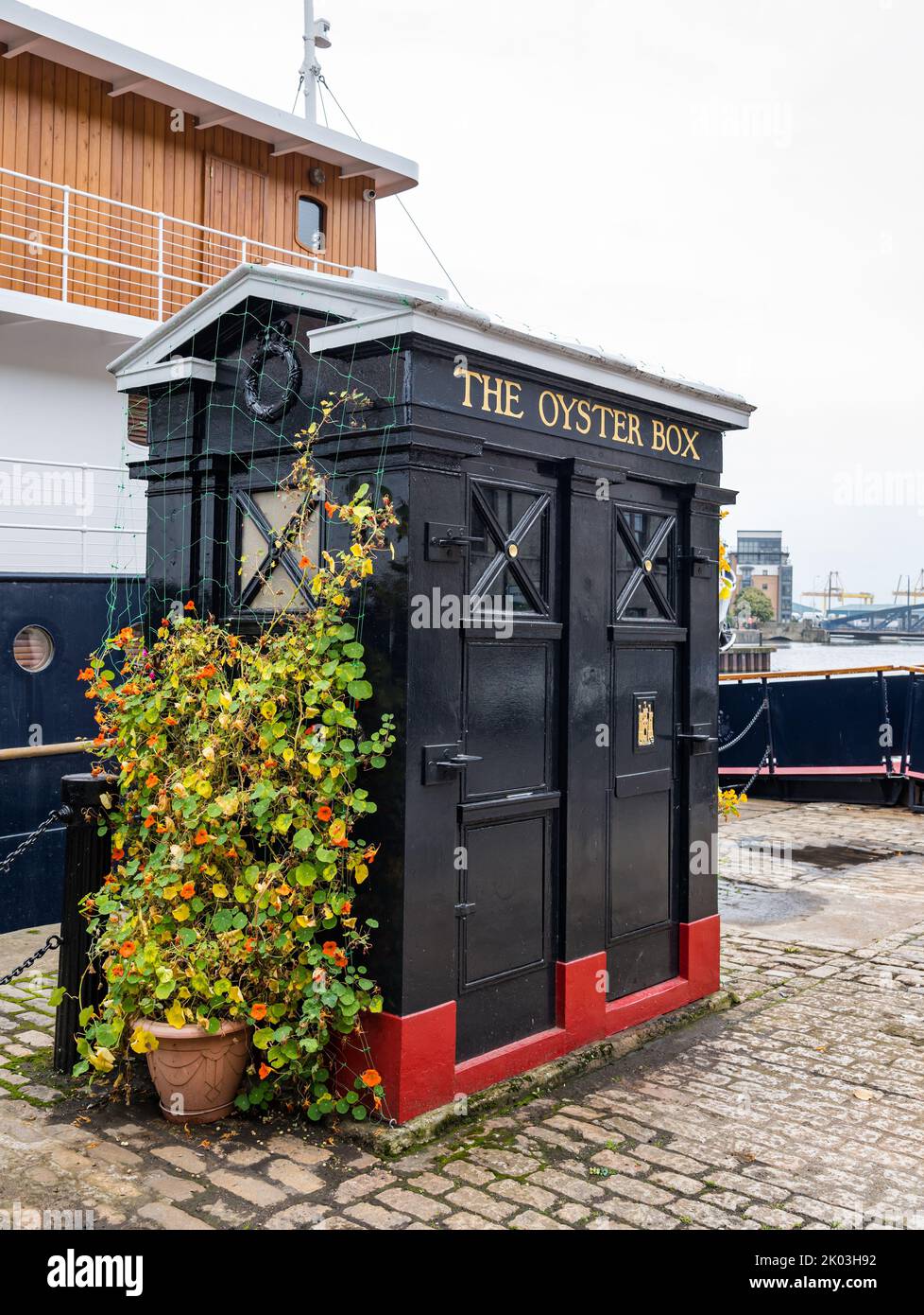 Traditional police box converted to The Oyster Box takeaway stall, The ...
