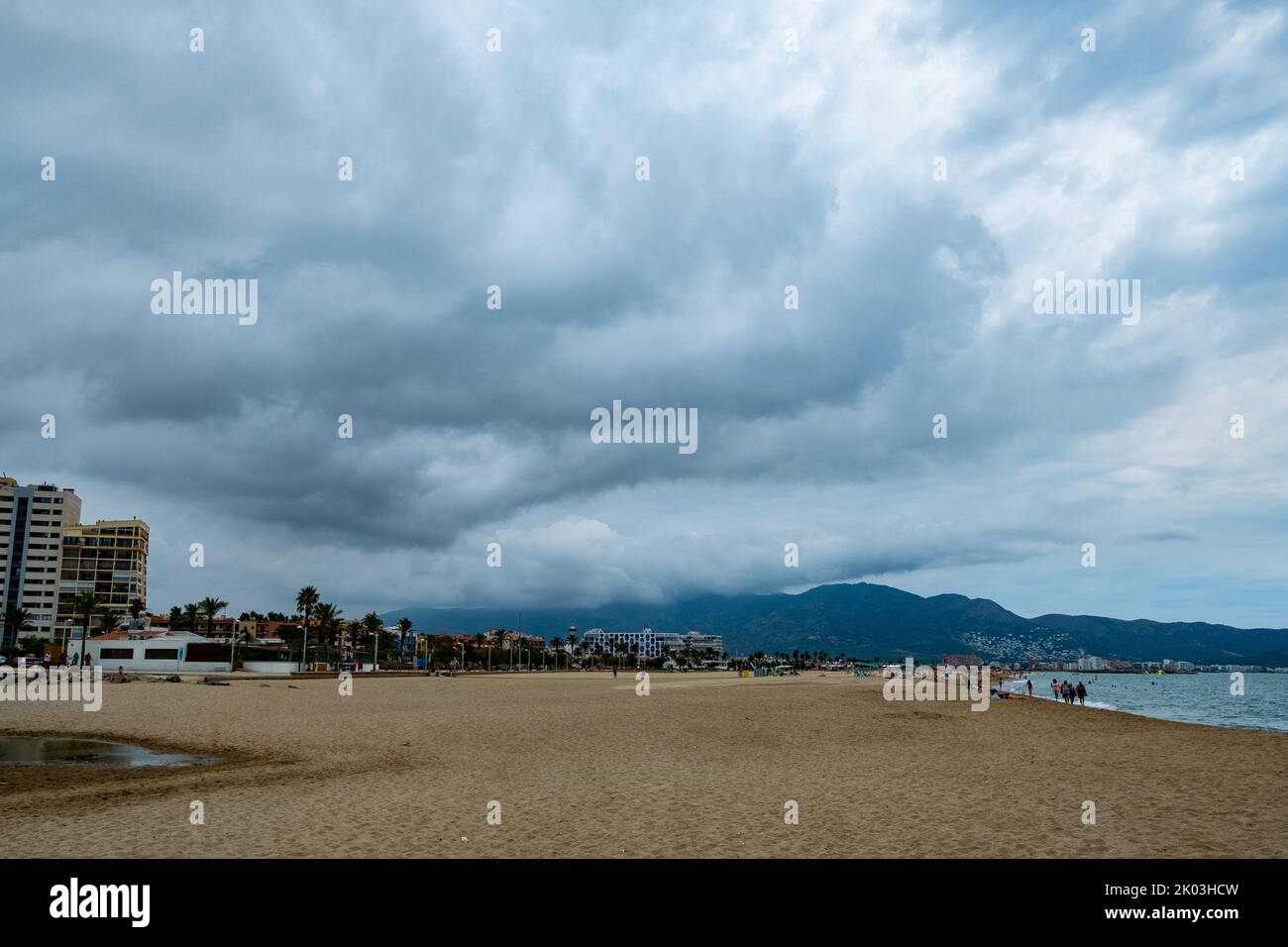 Empuriabrava spanish town beach with cloudy sky Landscape of the ...