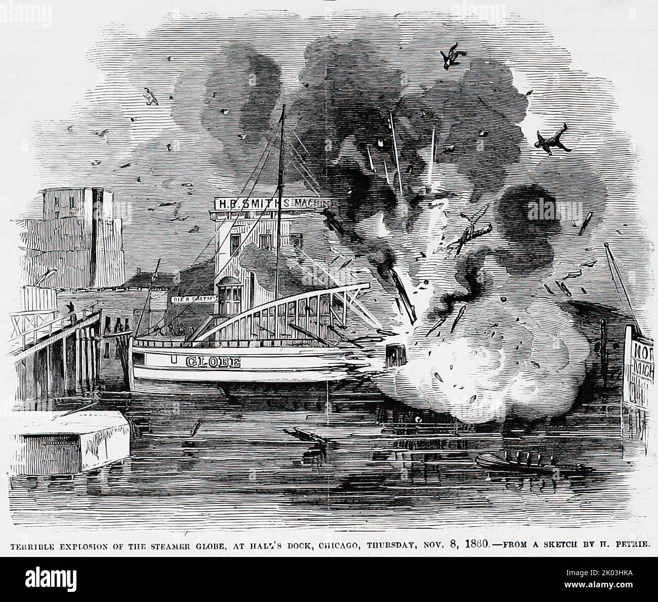 Terrible explosion of the steamer Globe, at Hall's Dock, Chicago ...
