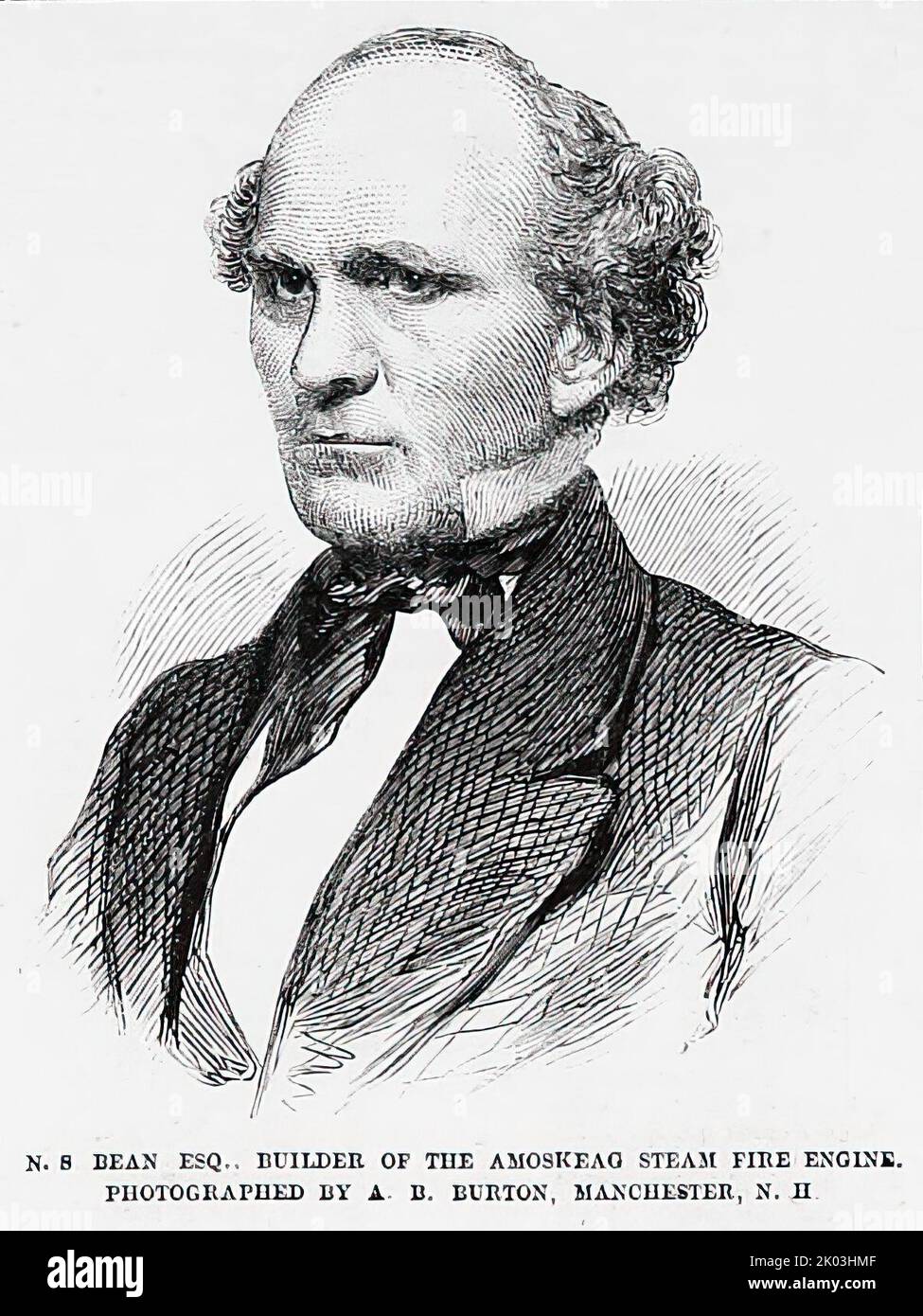 Portrait of Nehemiah S. Bean, builder of the Amoskeag Steam Fire Engine ...