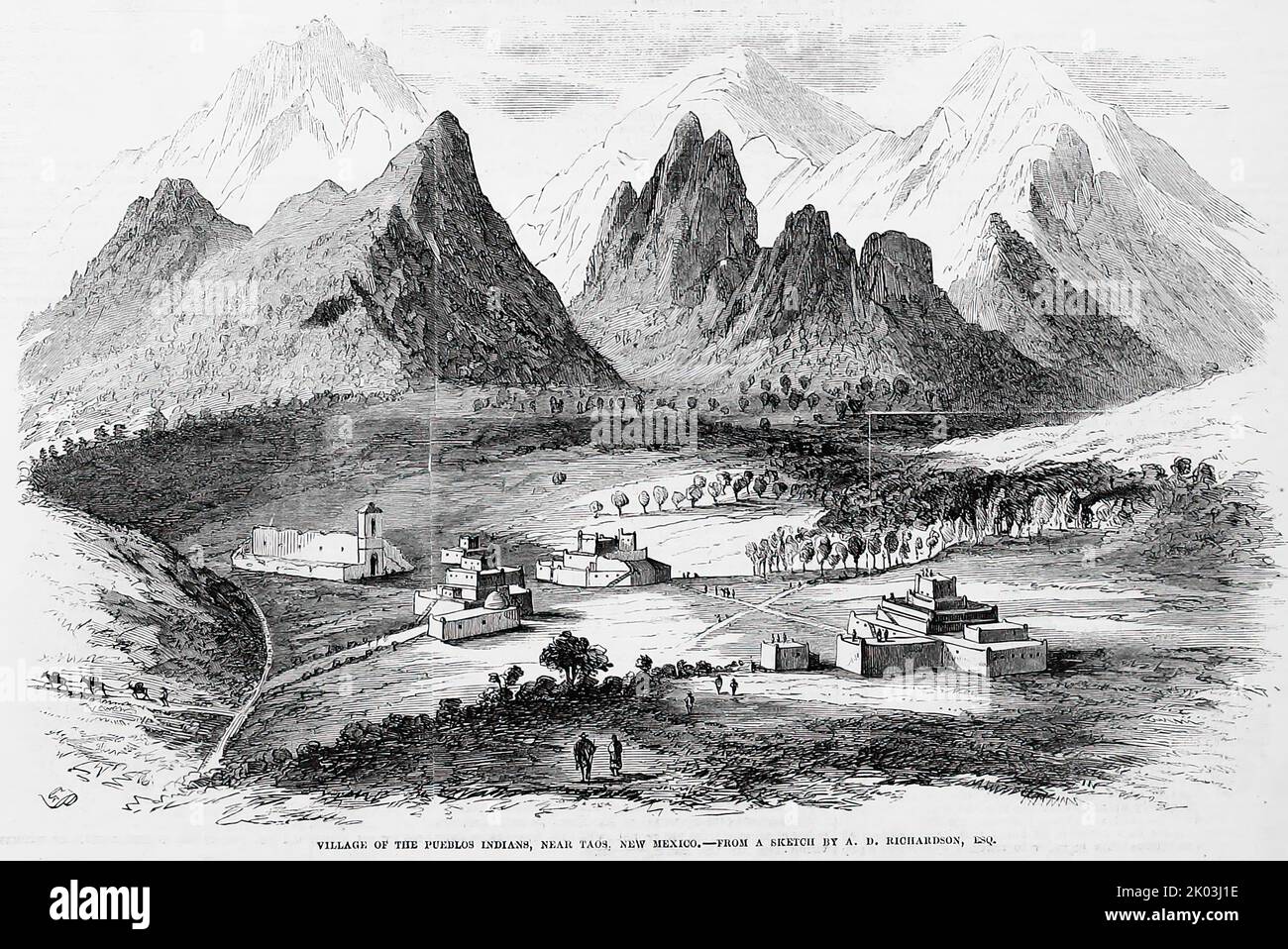 Village of the Pueblos Indians, near Taos, New Mexico (1860). 19th ...