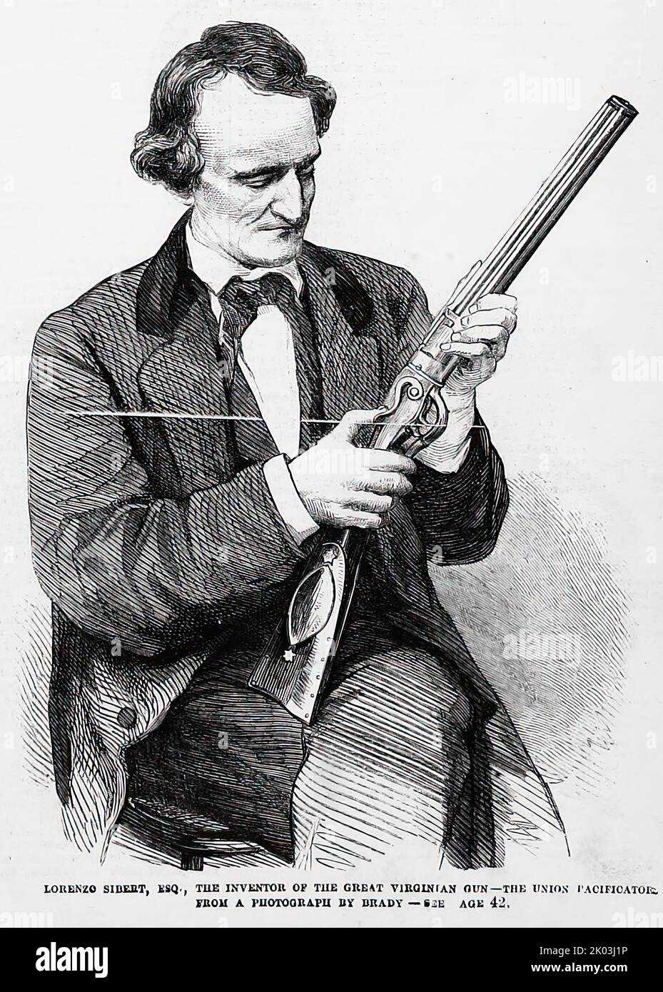 Portrait of Lorenzo Sibert, the inventor of the great Virginian Gun ...