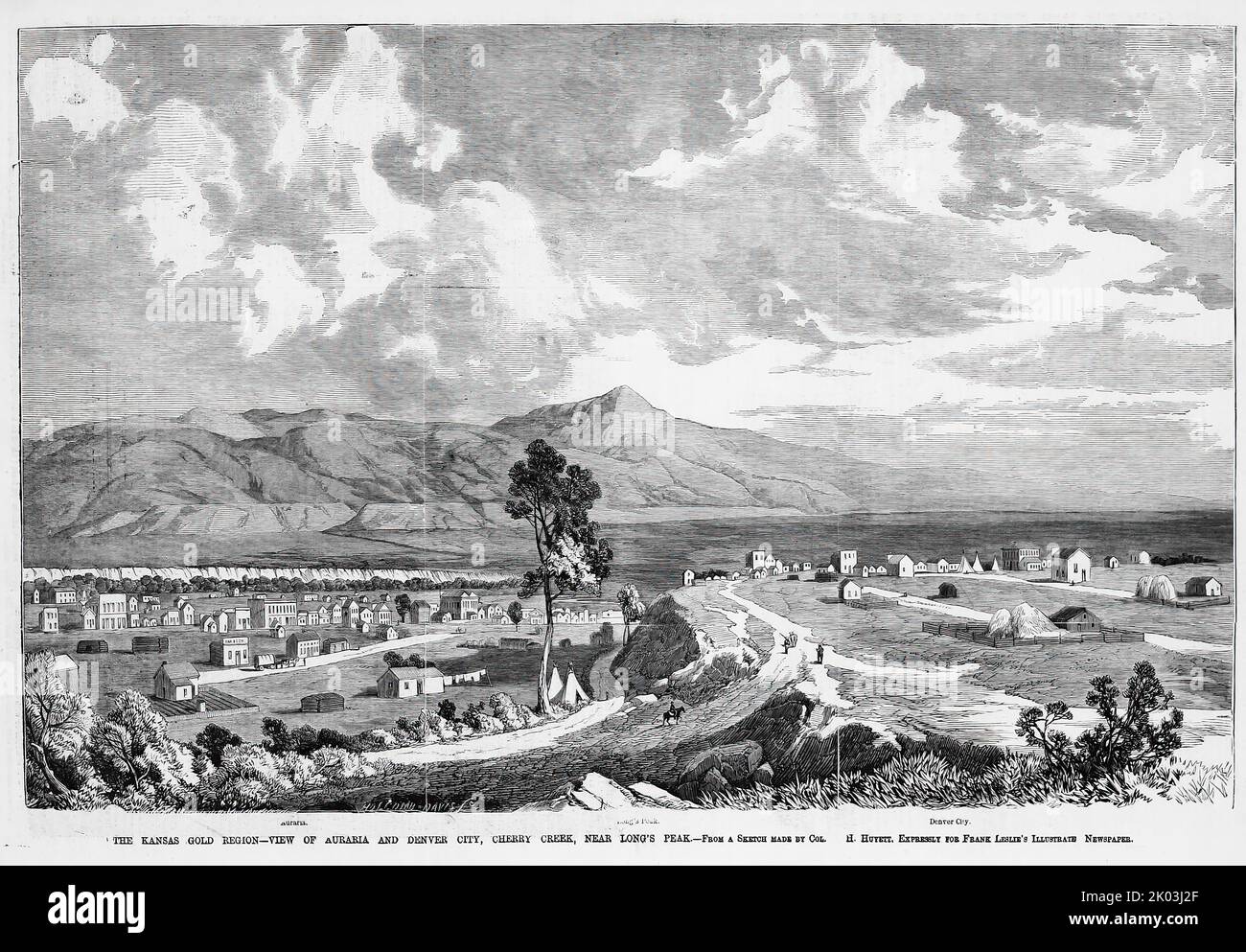 The Kansas gold region - View of Auraria and Denver City, Cherry Creek ...