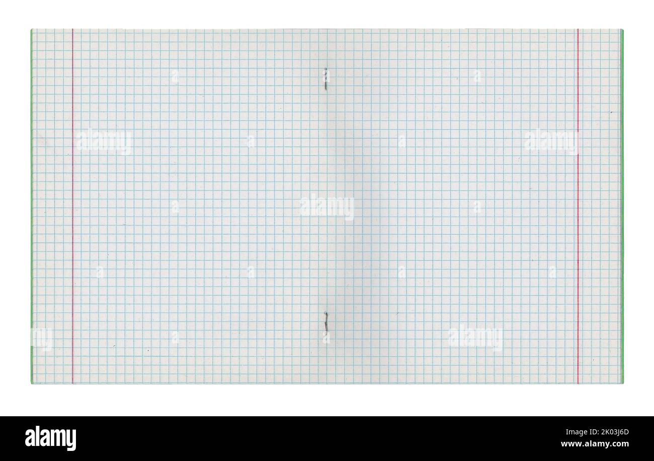Open school notebook in a cage close-up. Page Stock Photo - Alamy