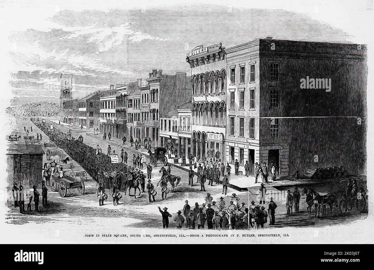 View in State Square, South Side, Springfield, Illinois (1860). 19th ...