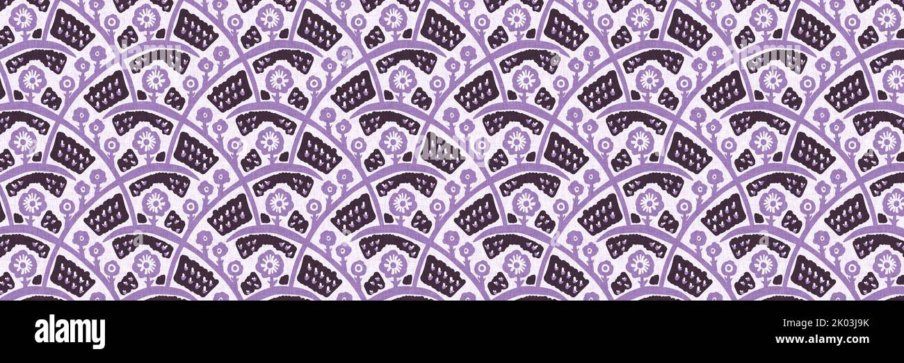 Gender neutral floral flower seamless raster border. Simple purple ...