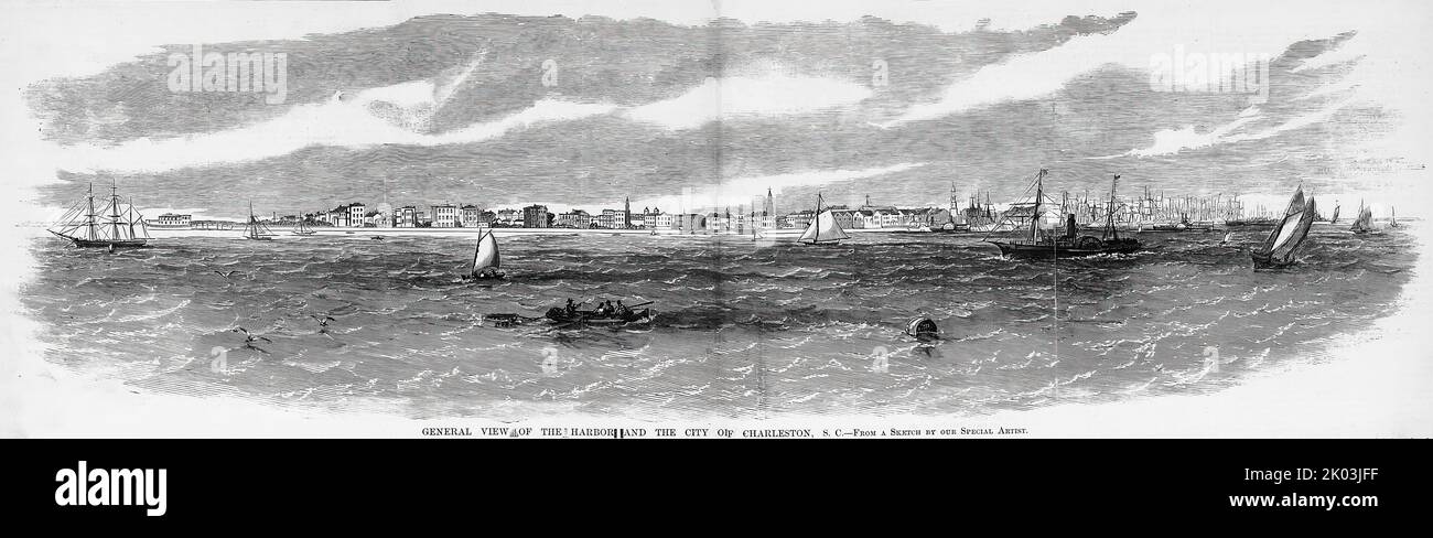 General view of the harbor and the city of Charleston, South Carolina ...