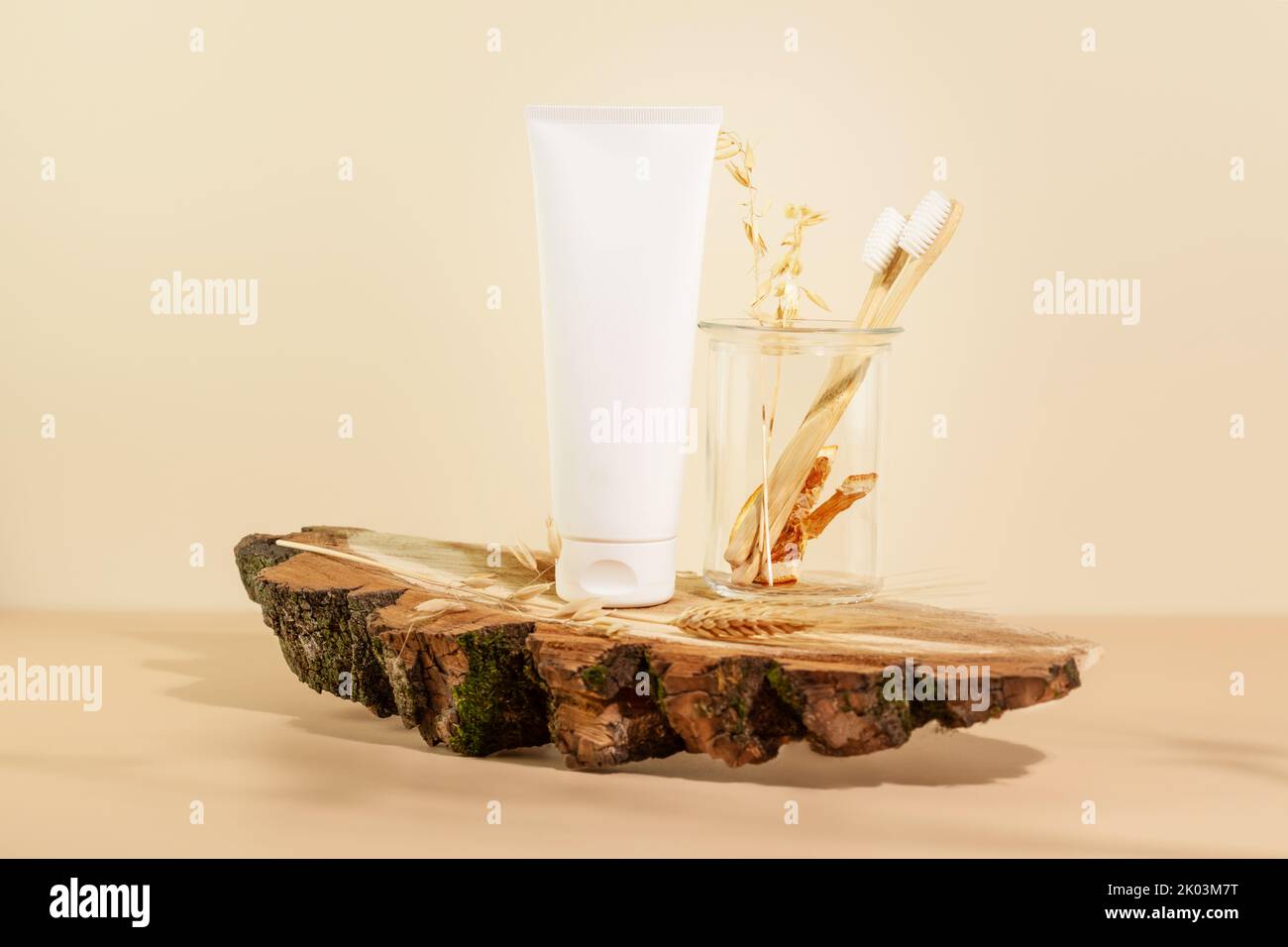 Organic oral care products set. Eco friendly composition with ...