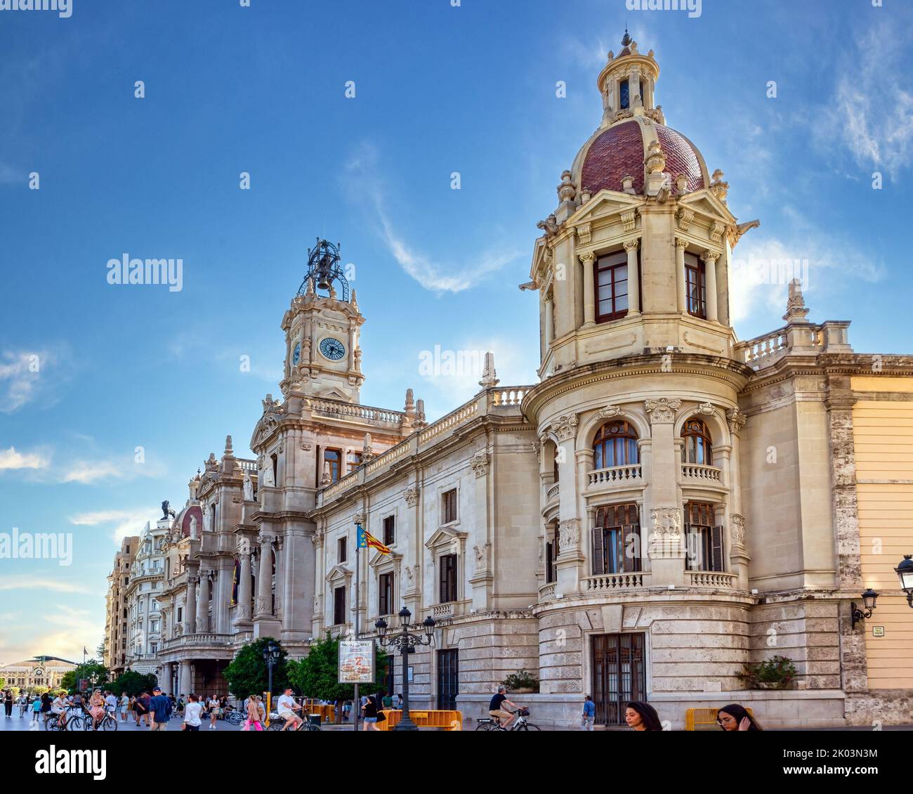 Valencia Town Hall Square, Spain Stock Photo - Alamy