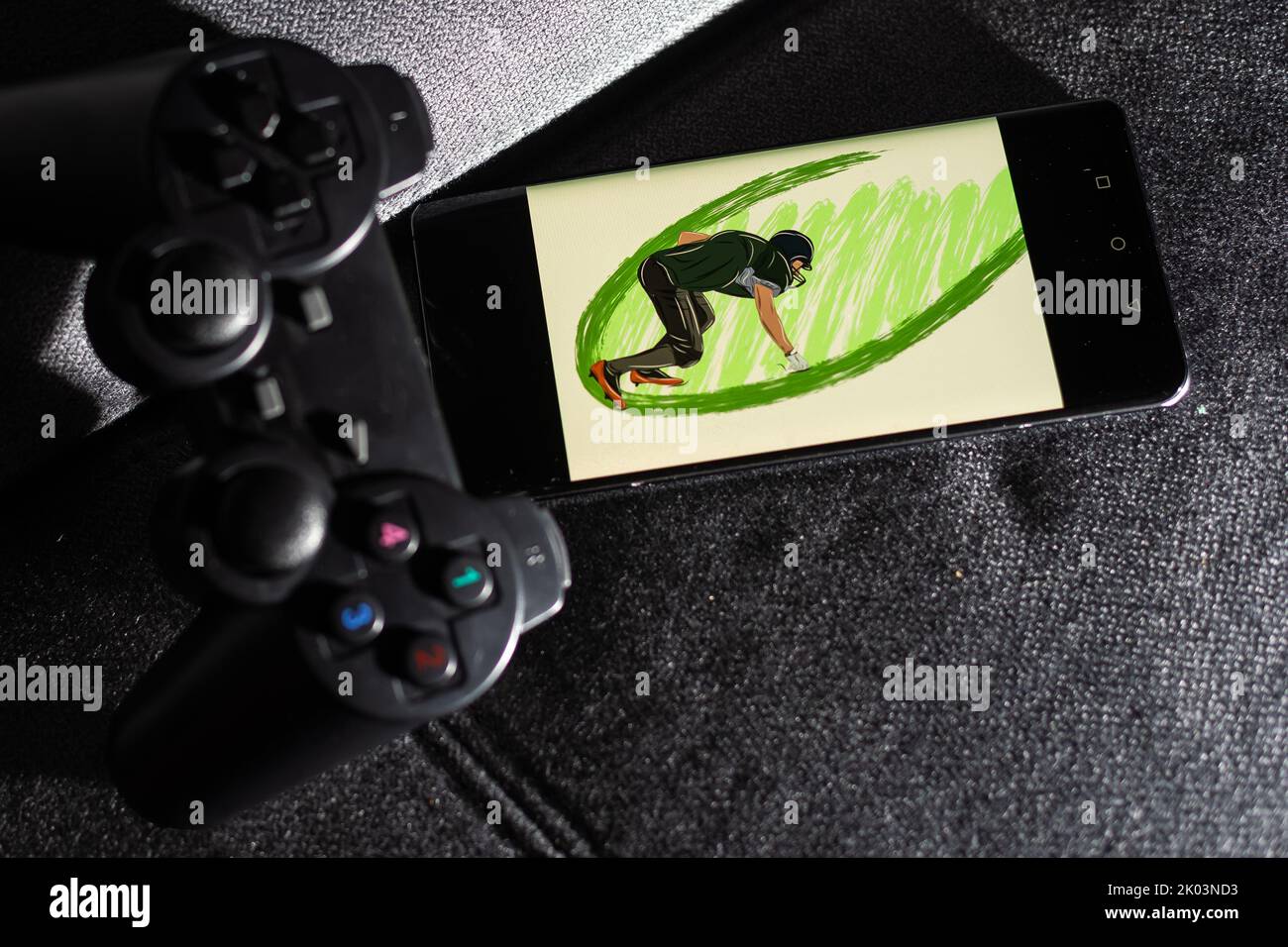 Gamer work space concept. gaming set up. top view of a gaming gear ...