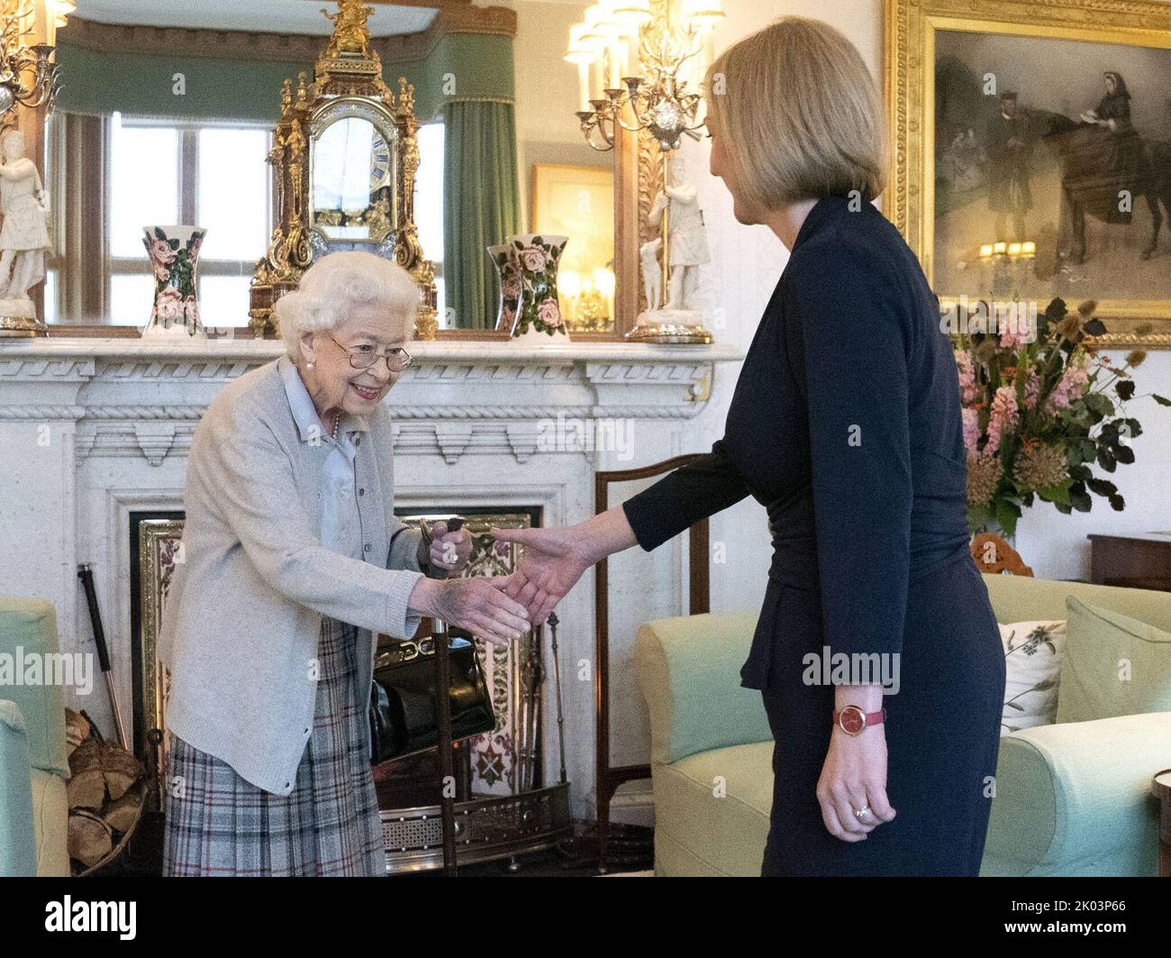 File photo dated 06/09/2022 of Queen Elizabeth II welcoming Liz Truss ...