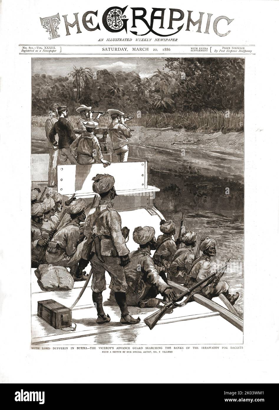 'The Graphic, Front Cover March 20th. 1886', 1886. With Lord Dufferin ...