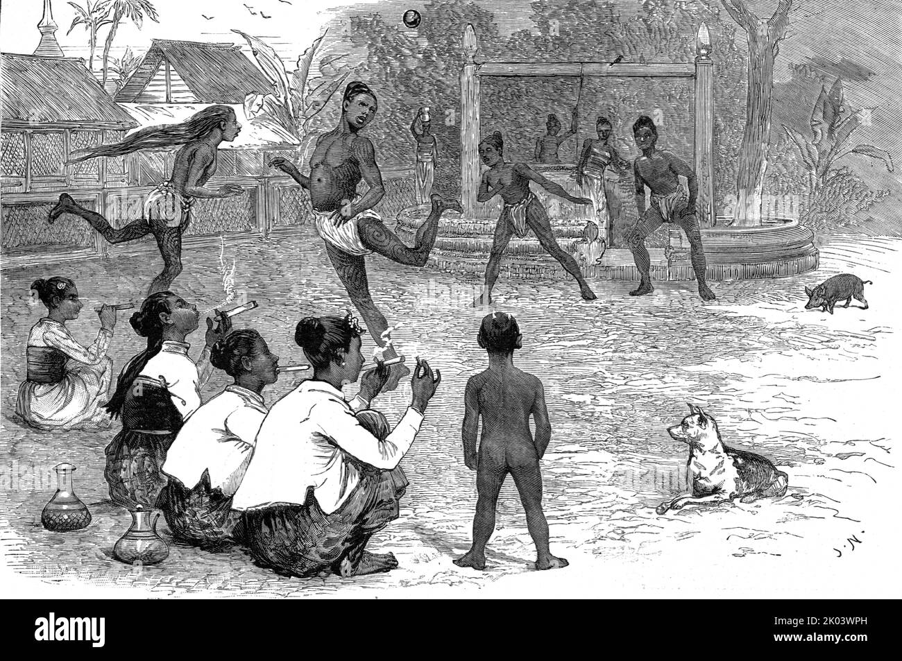 'Our Burmese brothers playing football in Mandalay', 1886. From "The ...