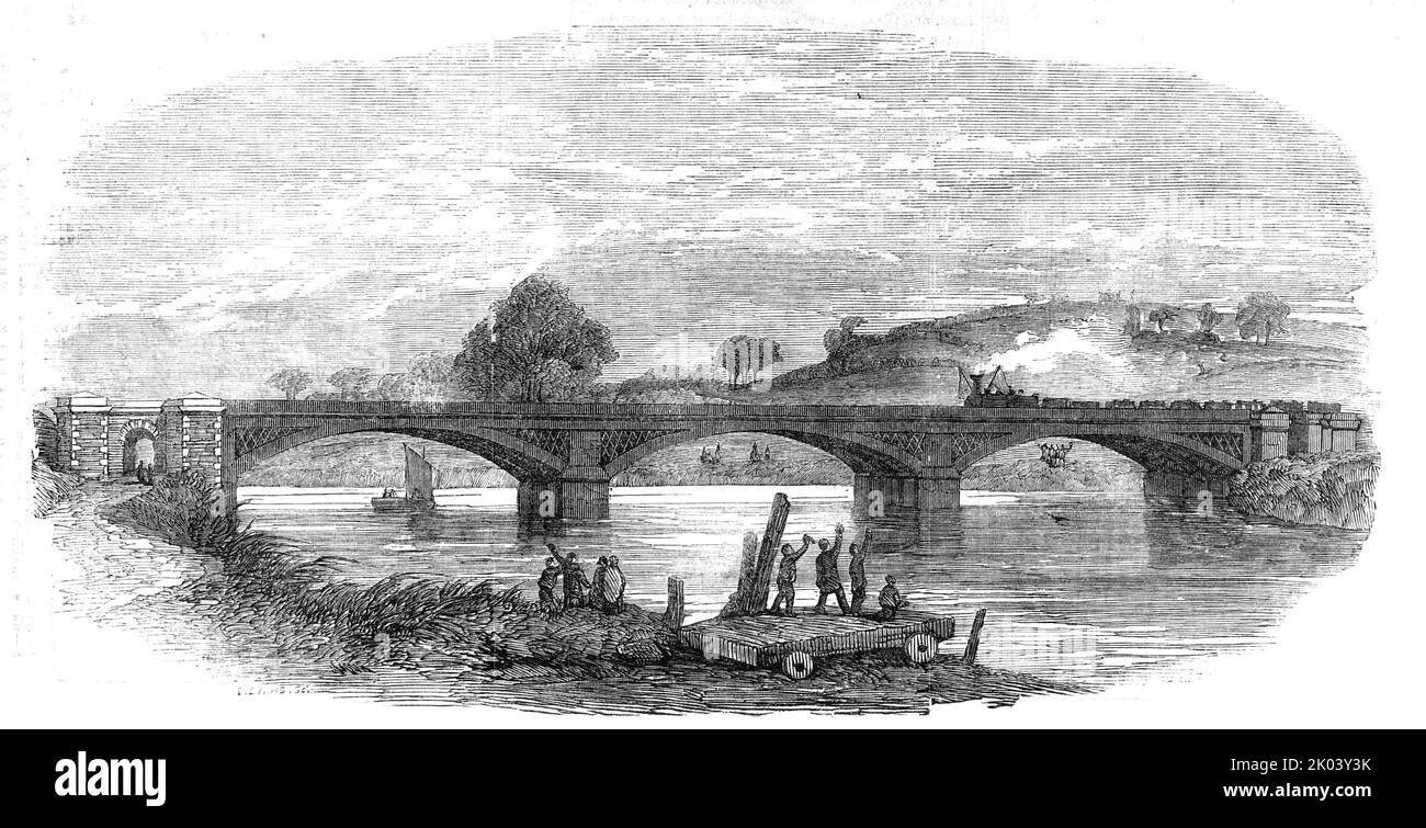 The Iron Railway Bridge, over the River Taw, near Barnstaple, 1854 ...