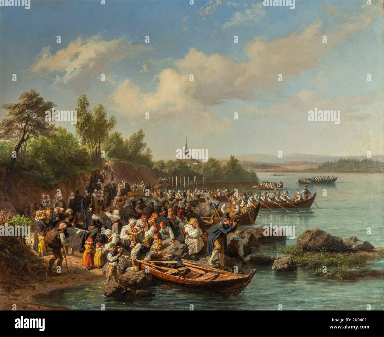 Church Boats at Leksand, 1860. Found in the collection of the Göteborg ...