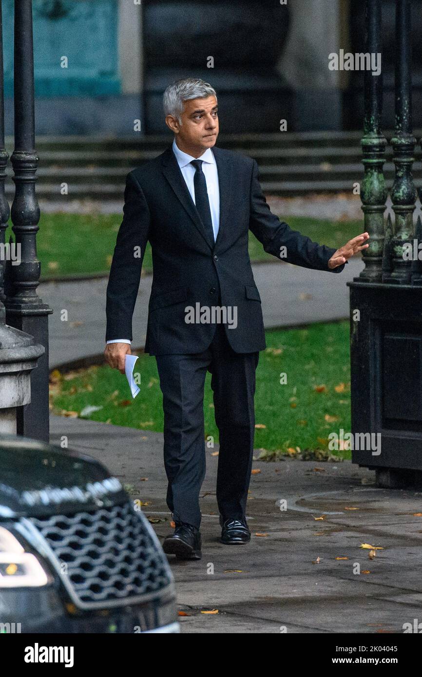 London, UK. 9 September 2022. Mayor of London Sadiq Khan leaving a ...