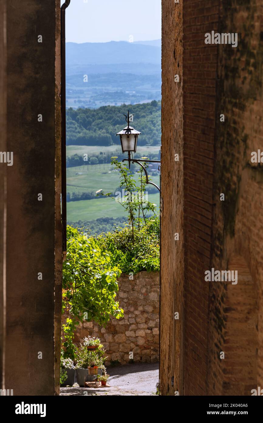 The Way Through The Narrow Alley To A Nice Viewpoint In Momtepulciano ...