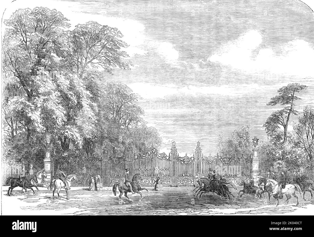 Kensington Gardens - the Coalbrookdale Gates, Rotten Row, 1854. Cast ...
