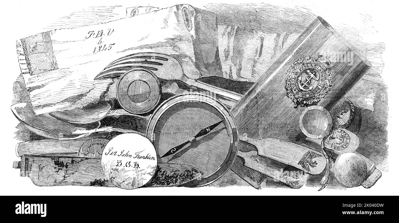 Relics of the Franklin Expedition, 1854. Items recovered from the ill ...