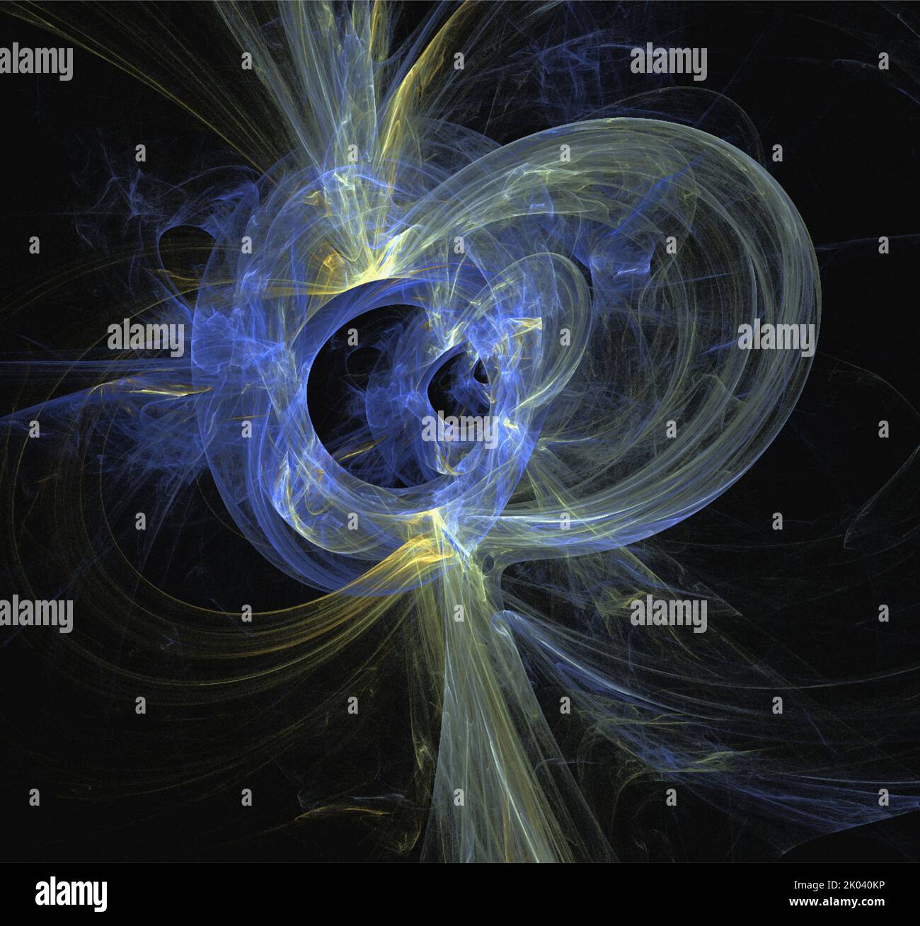 space fantasy illustration of a blue blue planet on dark space ...