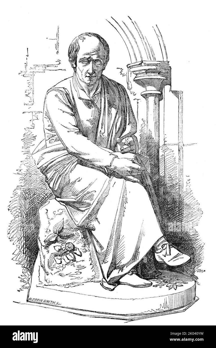 Statue of the poet Wordsworth, just placed in Westminster Abbey, 1854 ...