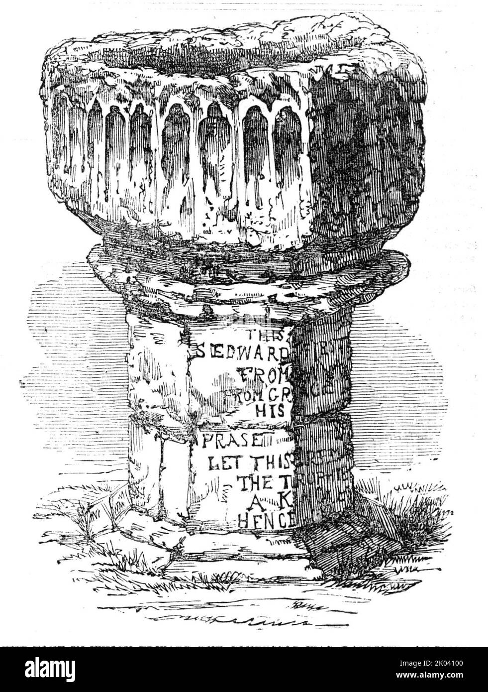 The Font in which Edward the Confessor was baptised, at Islip, 1854 ...