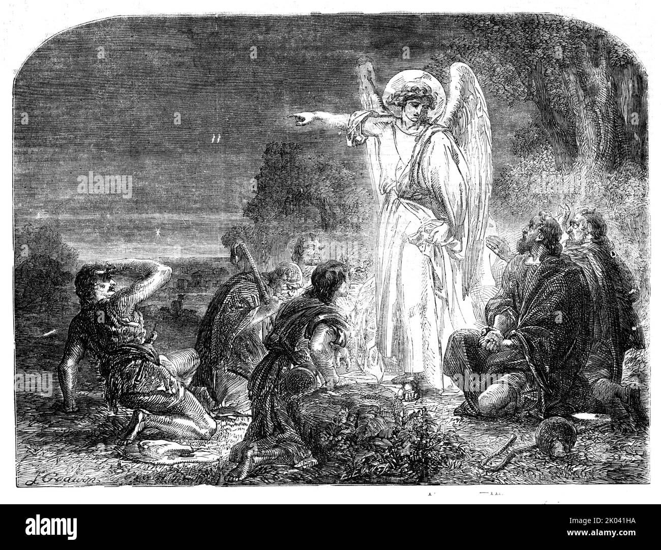 The Star in the East - the First Christmas Morning, 1854. The angel ...