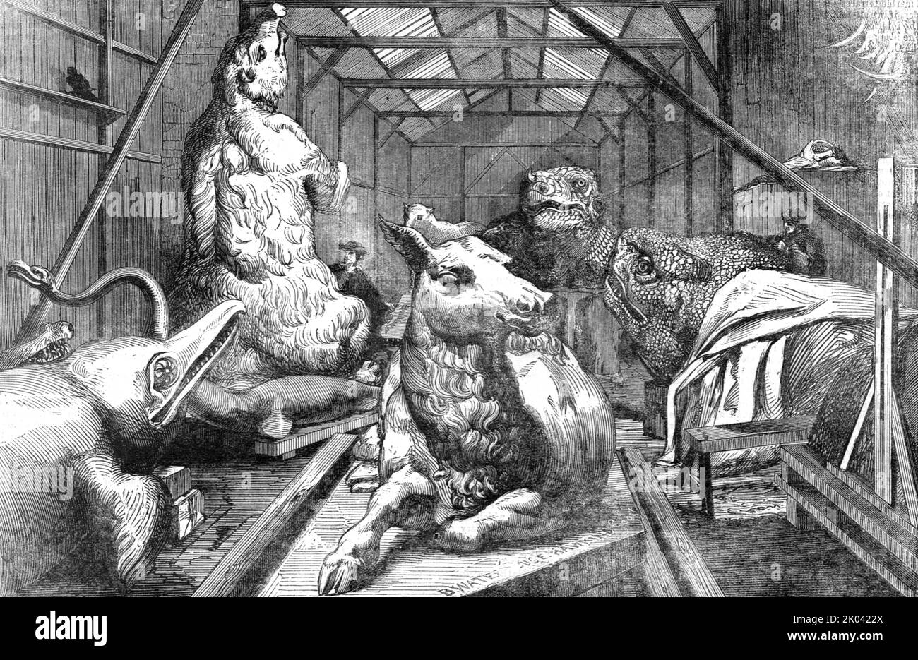 'Collection of extinct animals in the Crystal Palace, Sydenham', 1854 ...