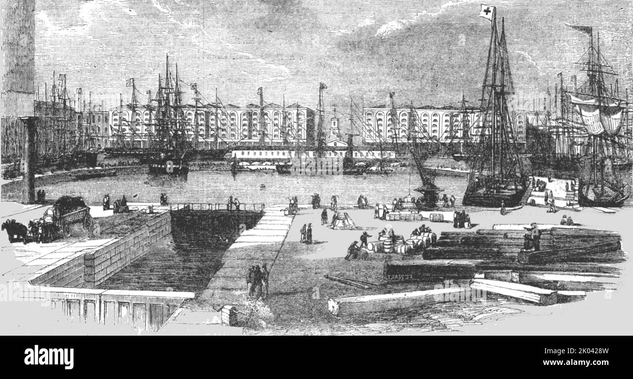 'Interior of the London Docks', 1854. From "Cassells Illustrated Family ...