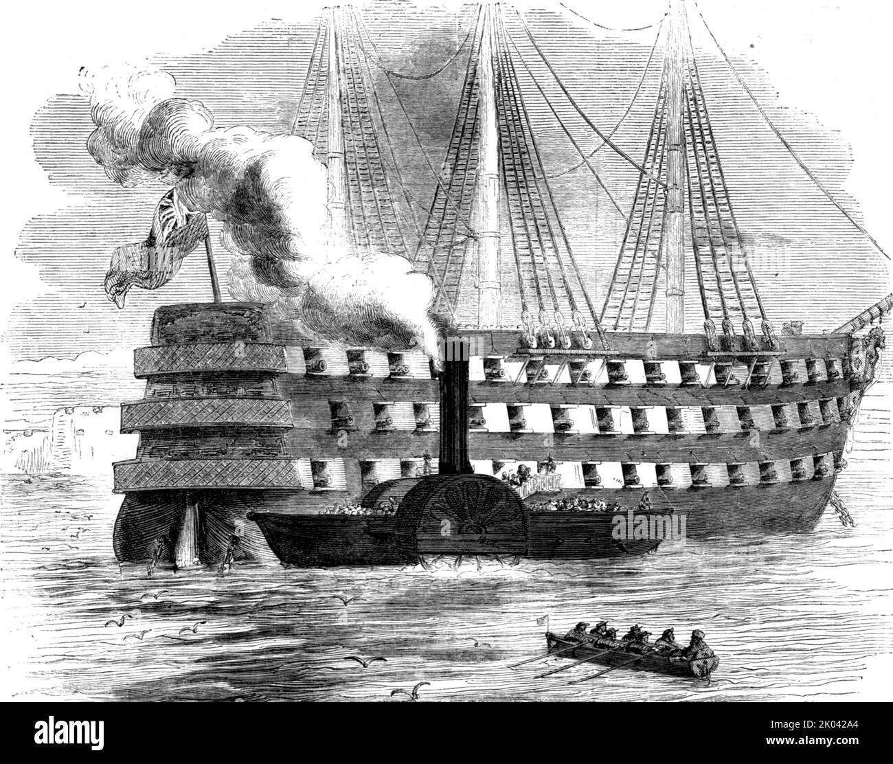 'The Neptune, Admiral Corry's Flag-Ship', 1854. From "Cassells ...